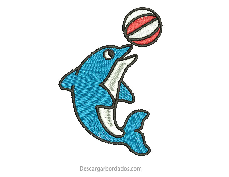 Diseño Bordado: Delfin con pelota - Descargar Diseños de Bordados