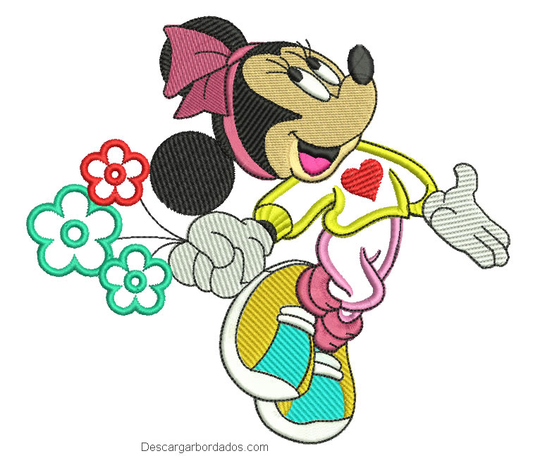 Diseño bordado de minnie con flores para bordar - Descargar Diseños de ...
